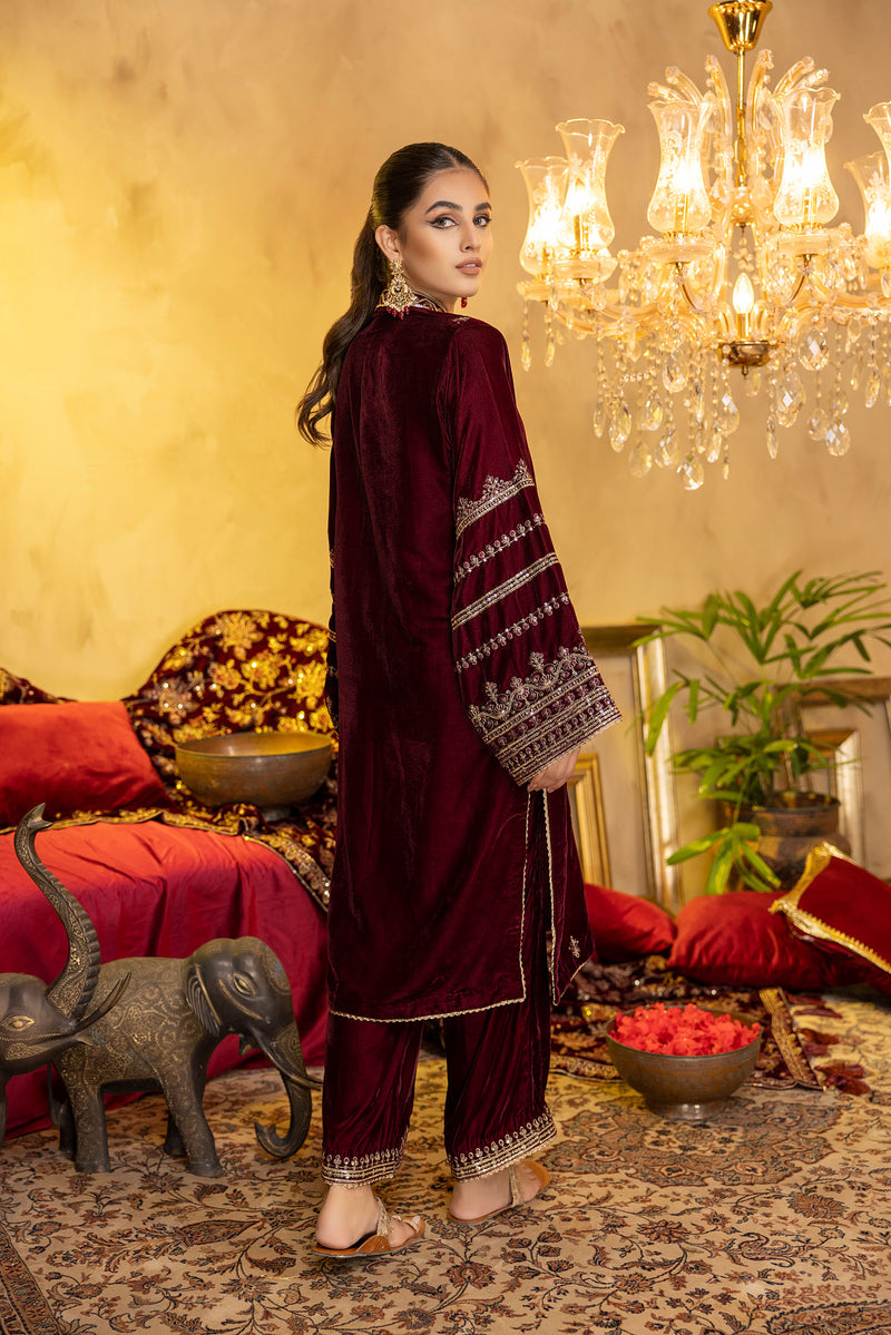 Jelian - Embroidered Velvet Stitched 2PC – Adan's Libas