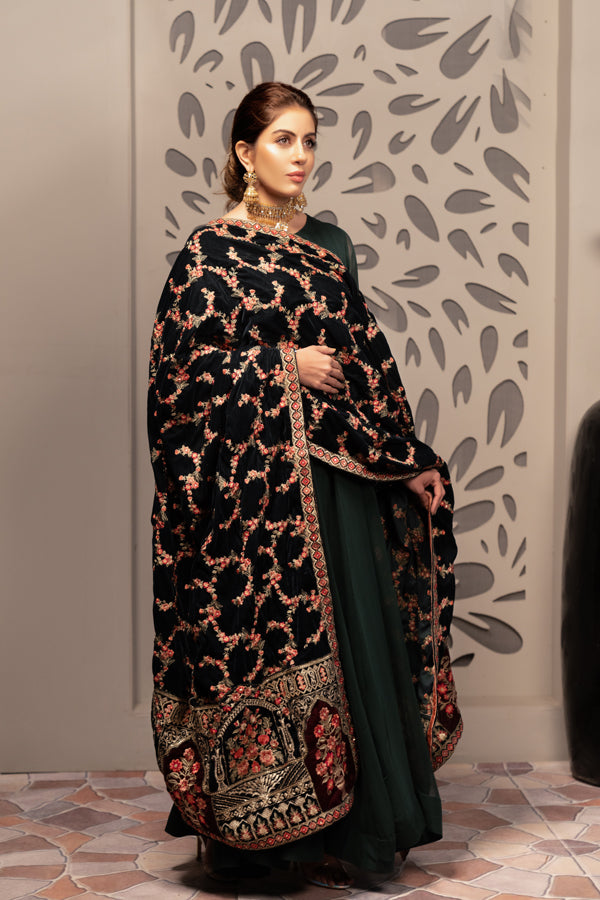 Cinder - Embroidered Velvet Shawl – Adan's Libas