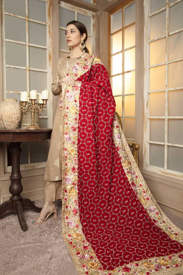 Elif - Velvet Embroidered Shawl – Adan's Libas