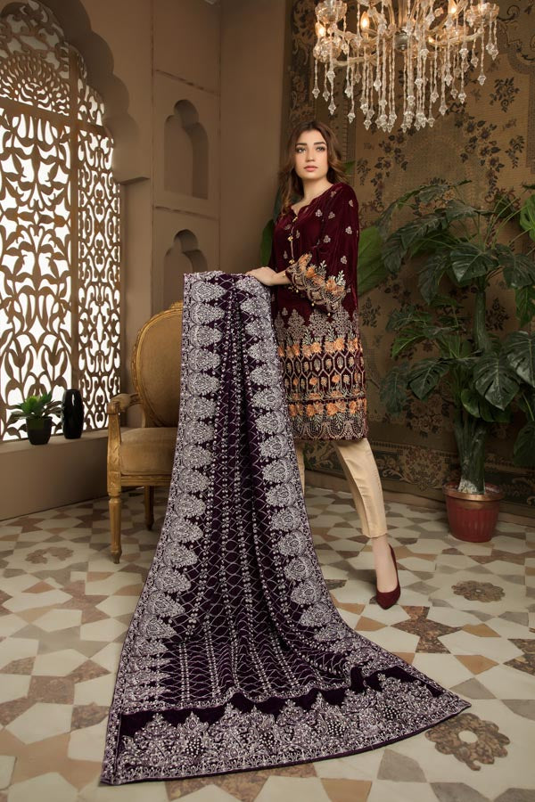 Esther - Hand Embellished Velvet Shawl – Adan's Libas