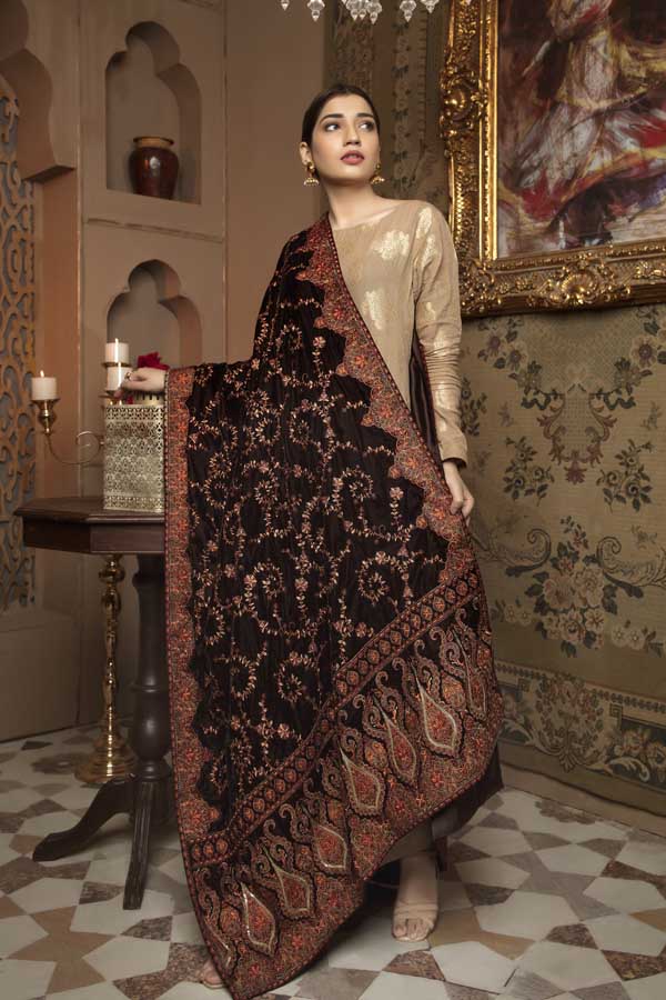 Cosmic - Embroidered Velvet Shawl – Adan's Libas