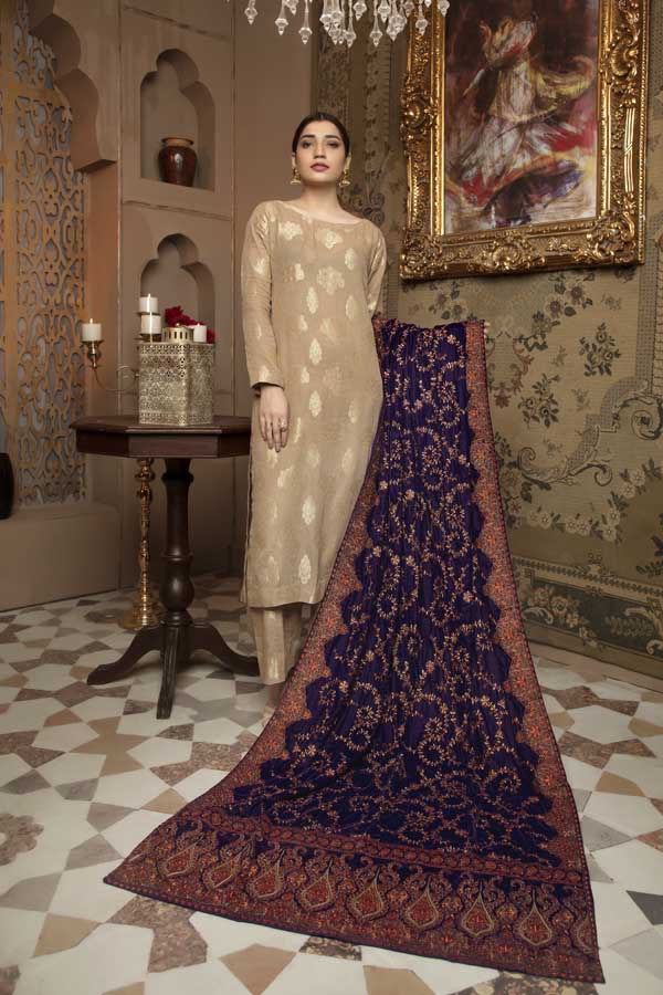 Egyptian Blue - Embroidered Velvet Shawl – Adan's Libas